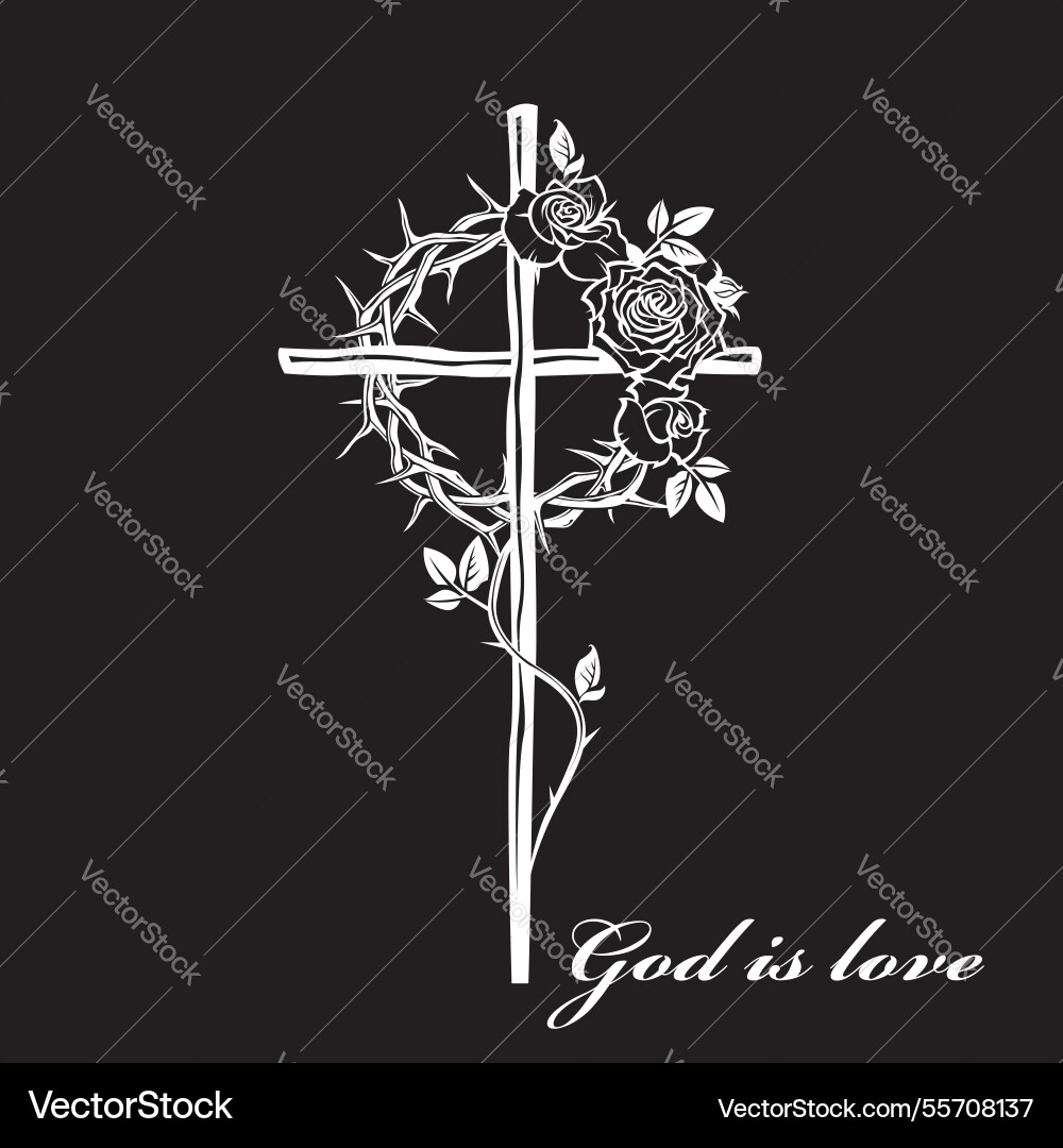 Christian cross and thorn crown Royalty Free Vector Image
