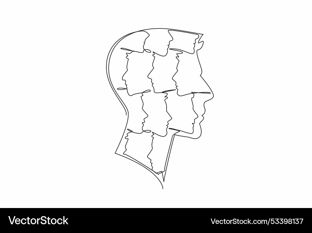 Continuous one line drawing a mans head in there Vector Image