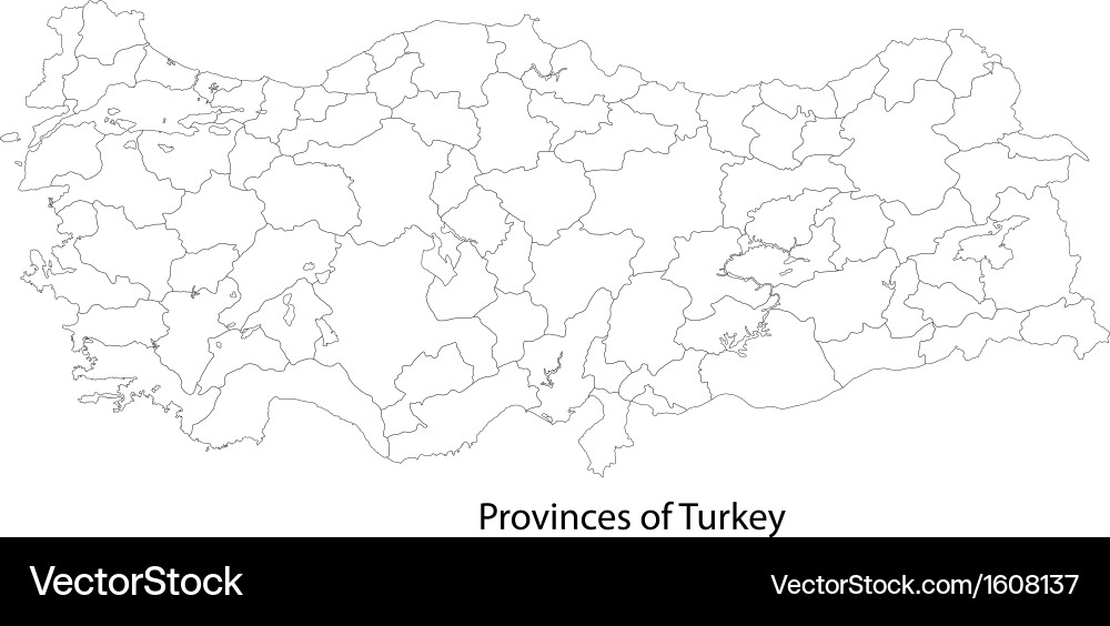 Contour turkey map Royalty Free Vector Image - VectorStock