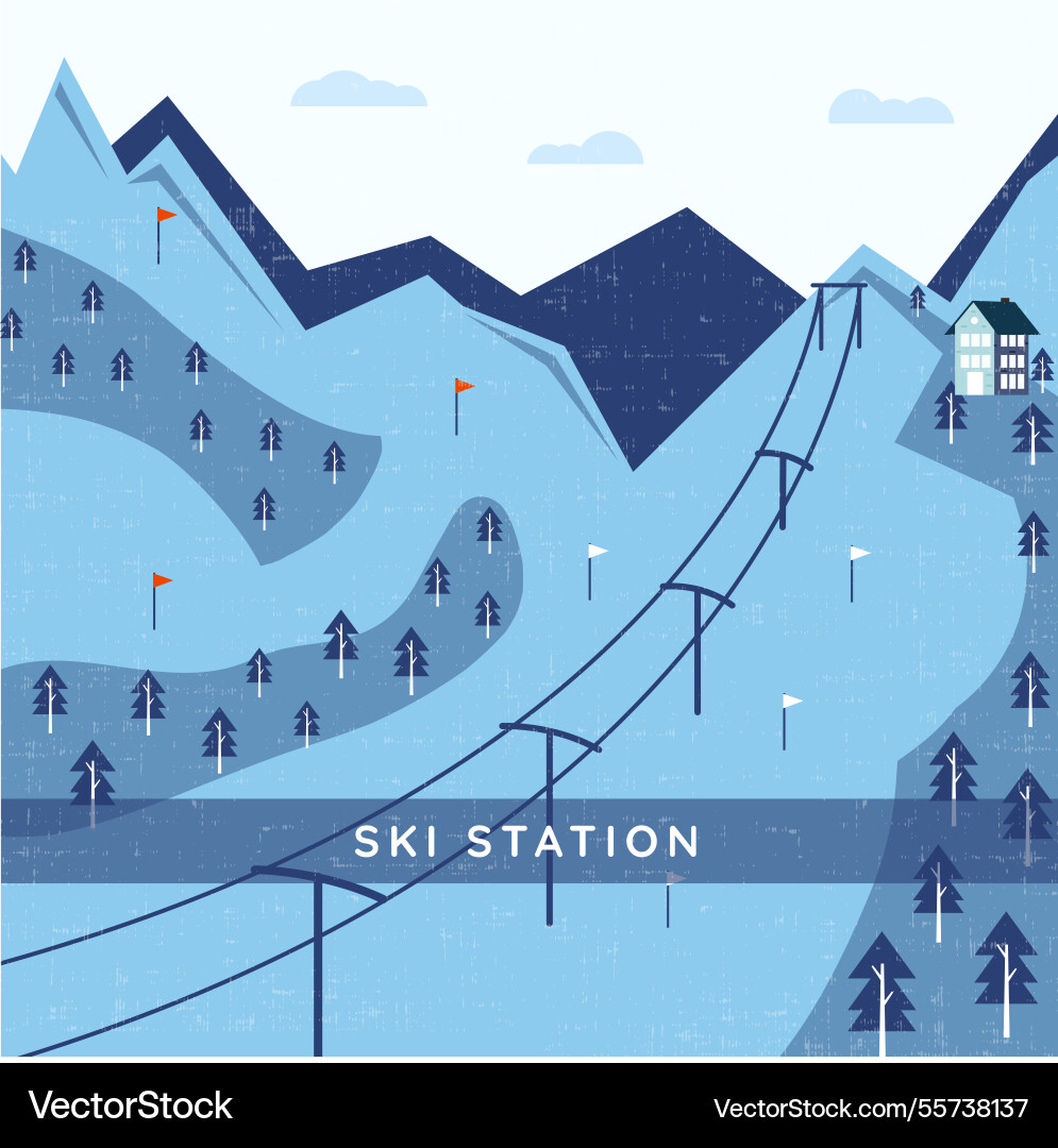 Flat ski station design Royalty Free Vector Image