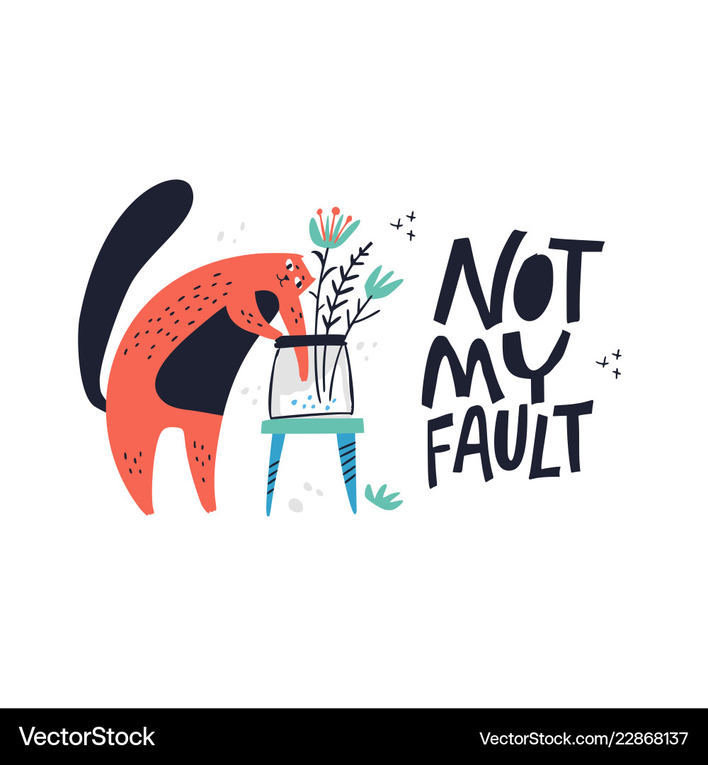 Guilty cat excuse color flat hand drawn Royalty Free Vector