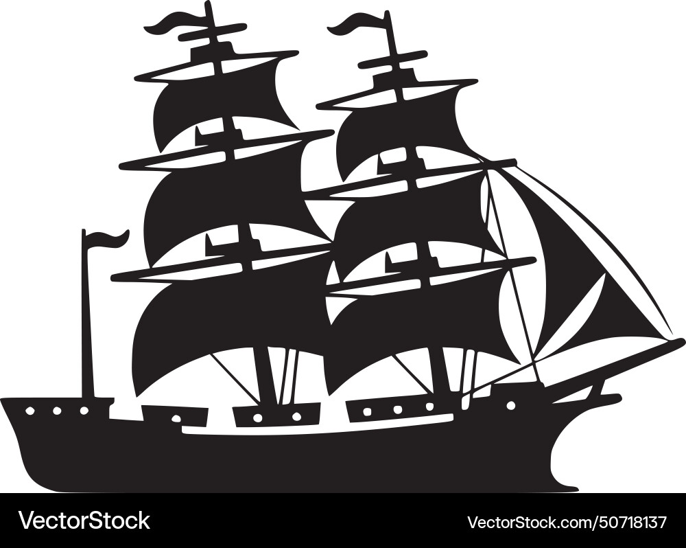 Ship - black and white Royalty Free Vector Image