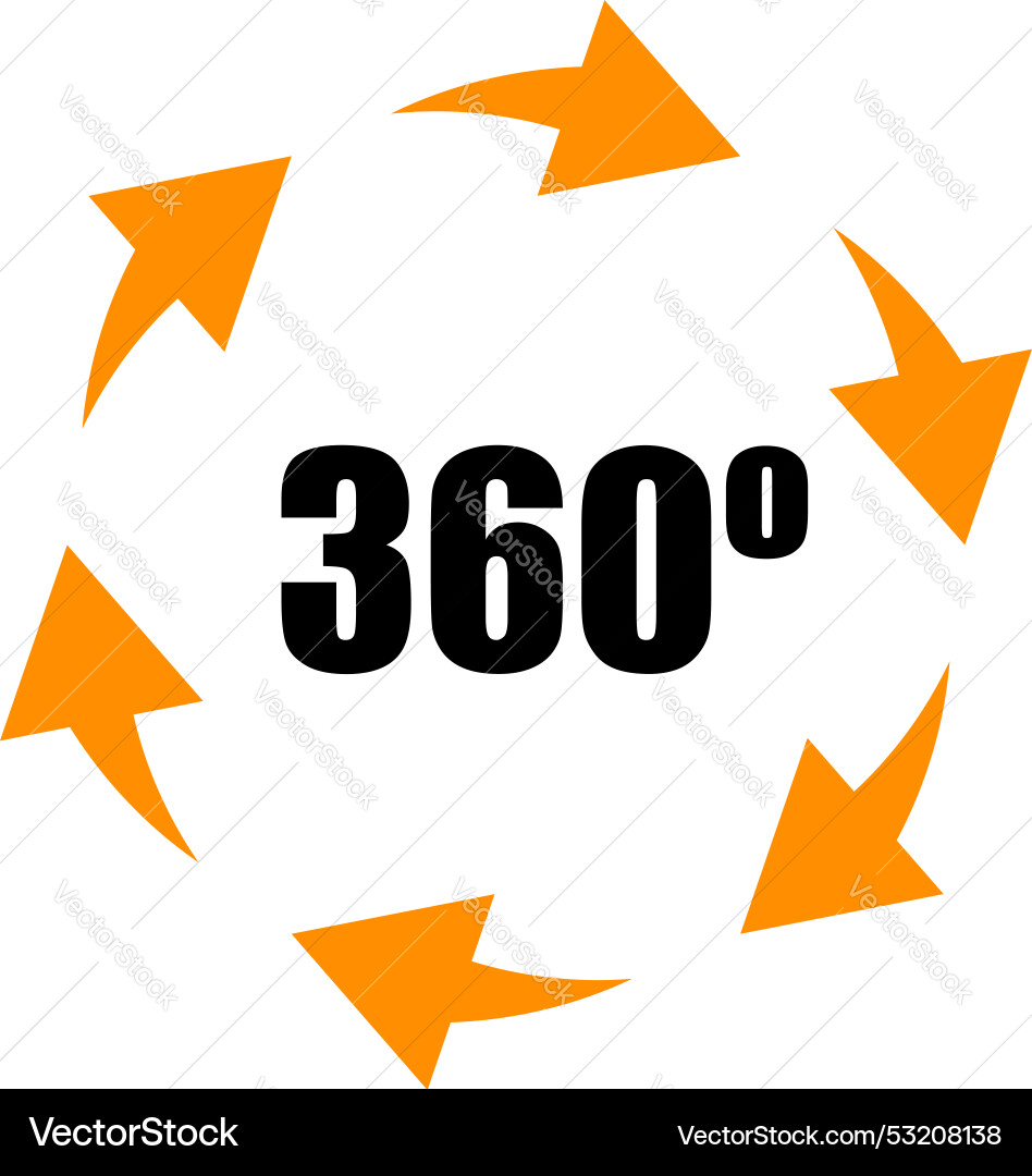 360 degrees angle sign showing full rotation Vector Image