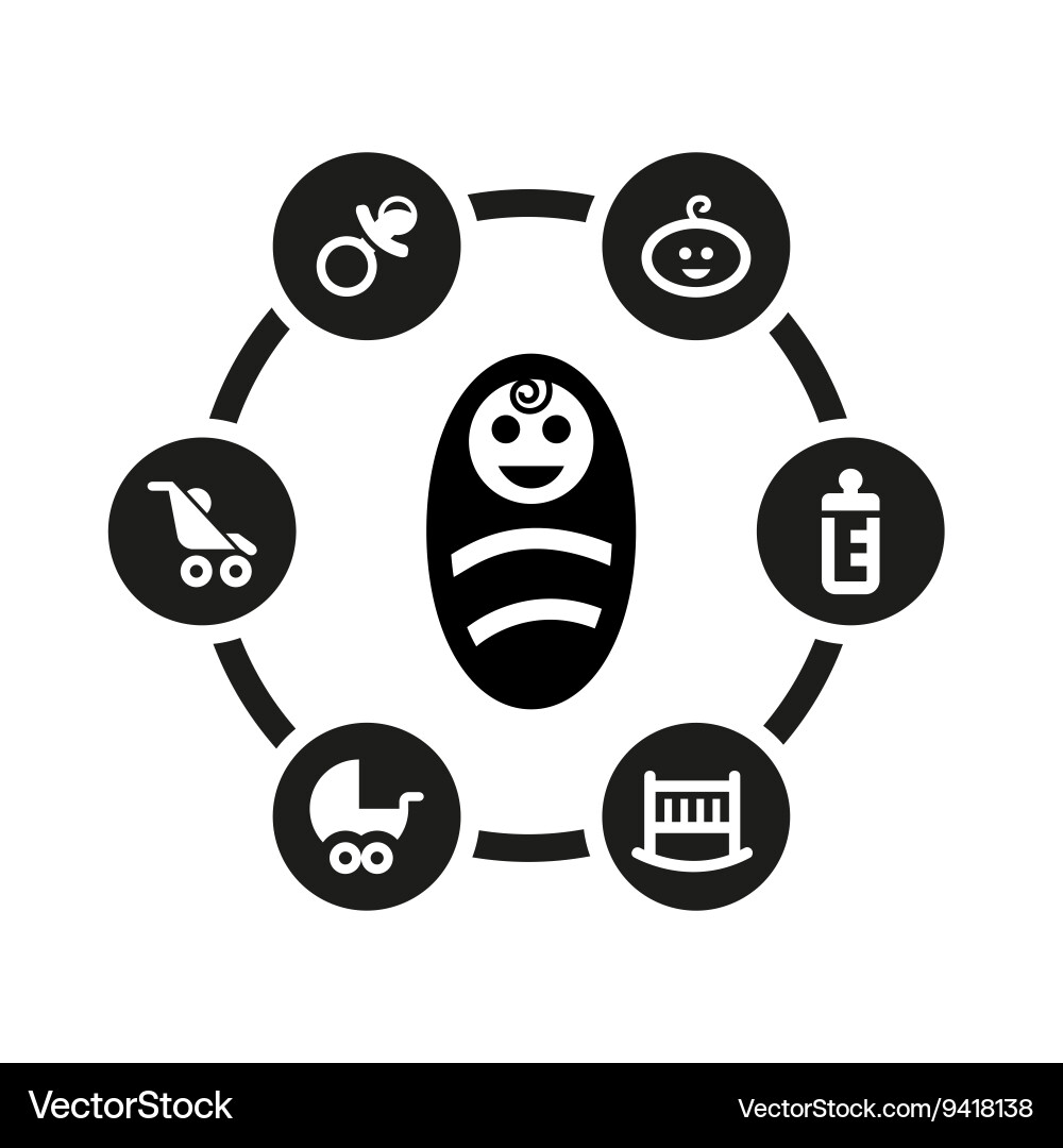 Black baby icon set Royalty Free Vector Image - VectorStock