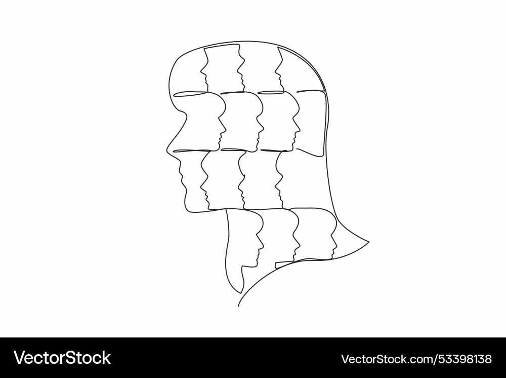 Continuous one line drawing womans head in there Vector Image
