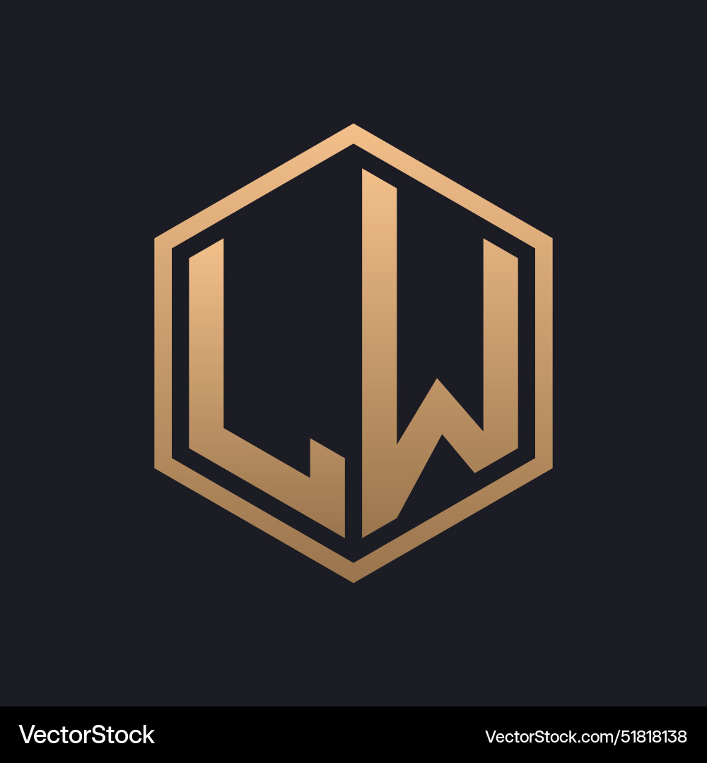 Elegant hexagon letter lw logo design initial Vector Image