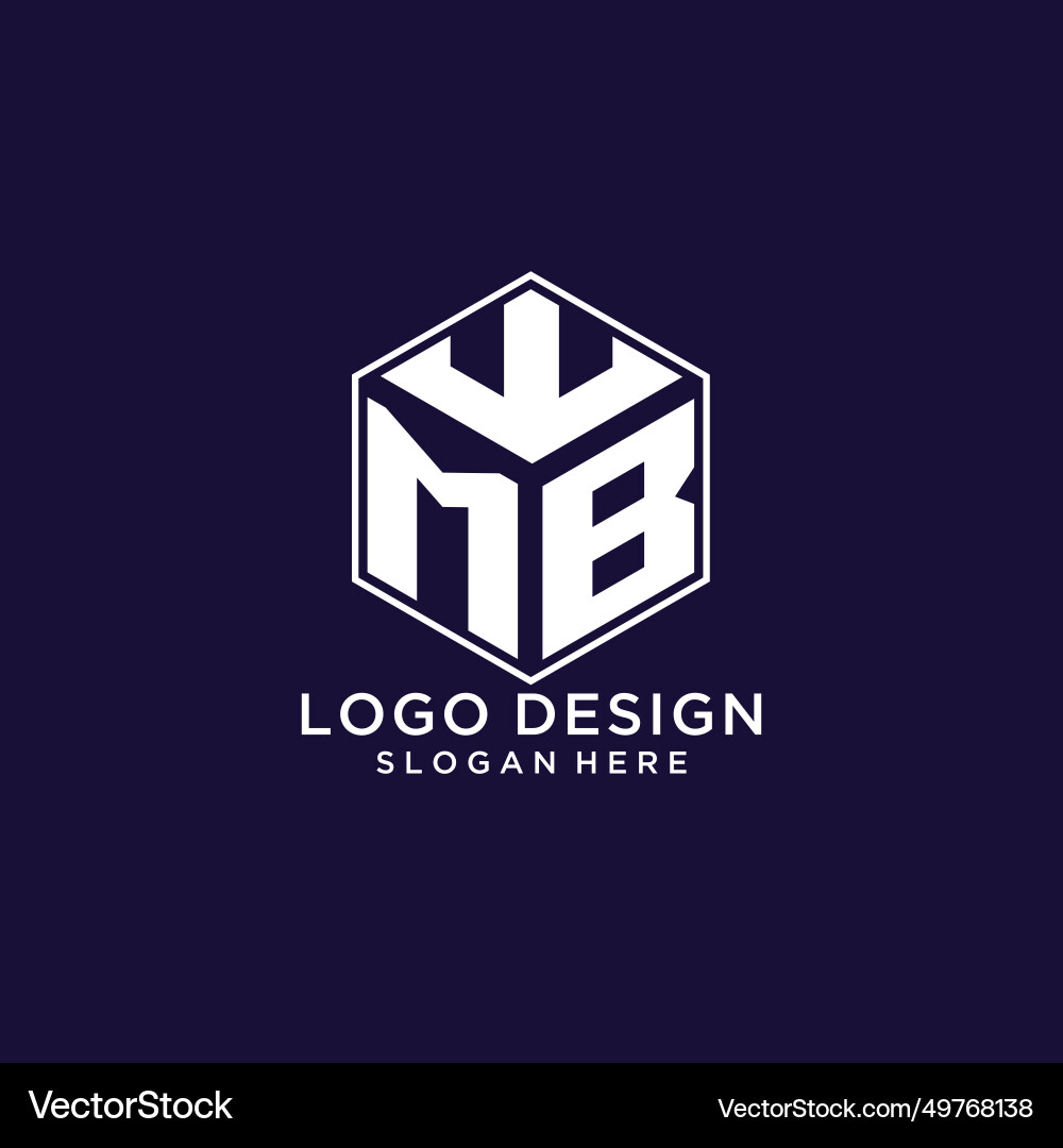 Initials mb logo hexagon shape creative geometric Vector Image