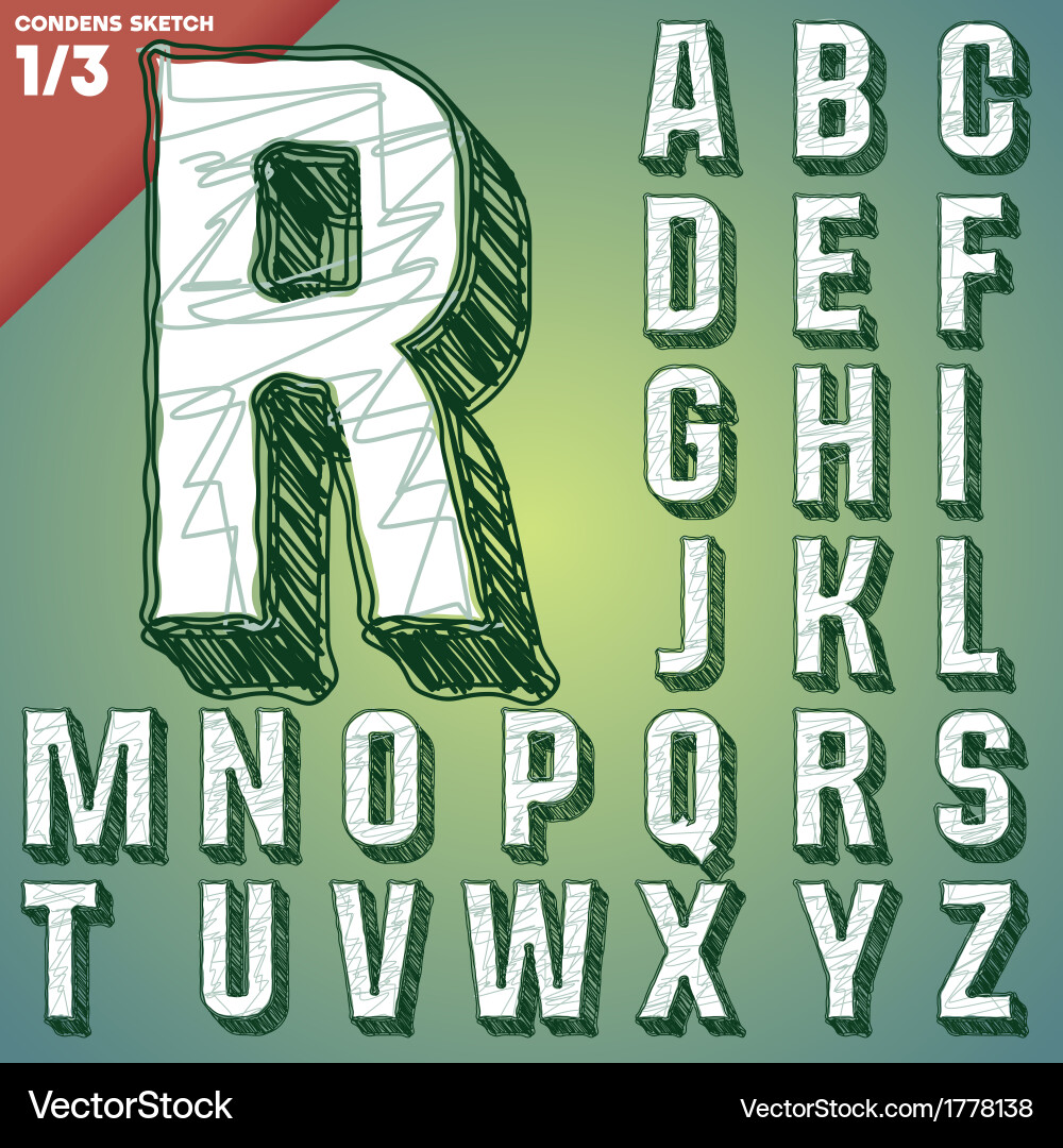 Sketch hand drawing alphabet Royalty Free Vector Image