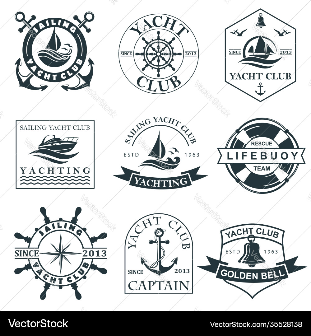 Yacht Club Label Collection Royalty Free Vector Image