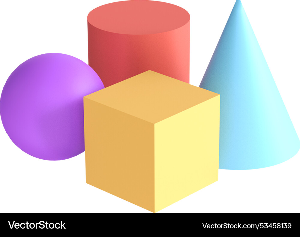 3d liquid different maths shapes Royalty Free Vector Image
