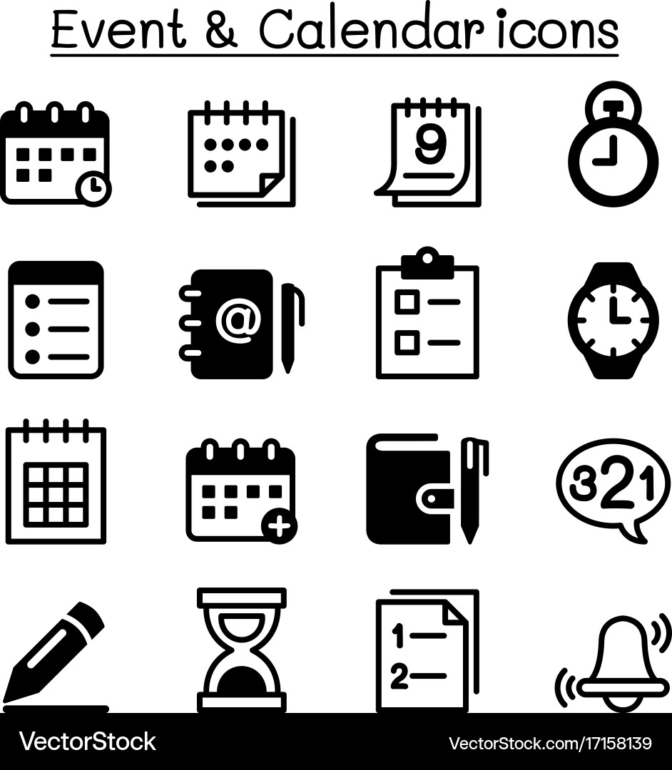 Calendar & Event Icon Set Royalty Free Vector Image
