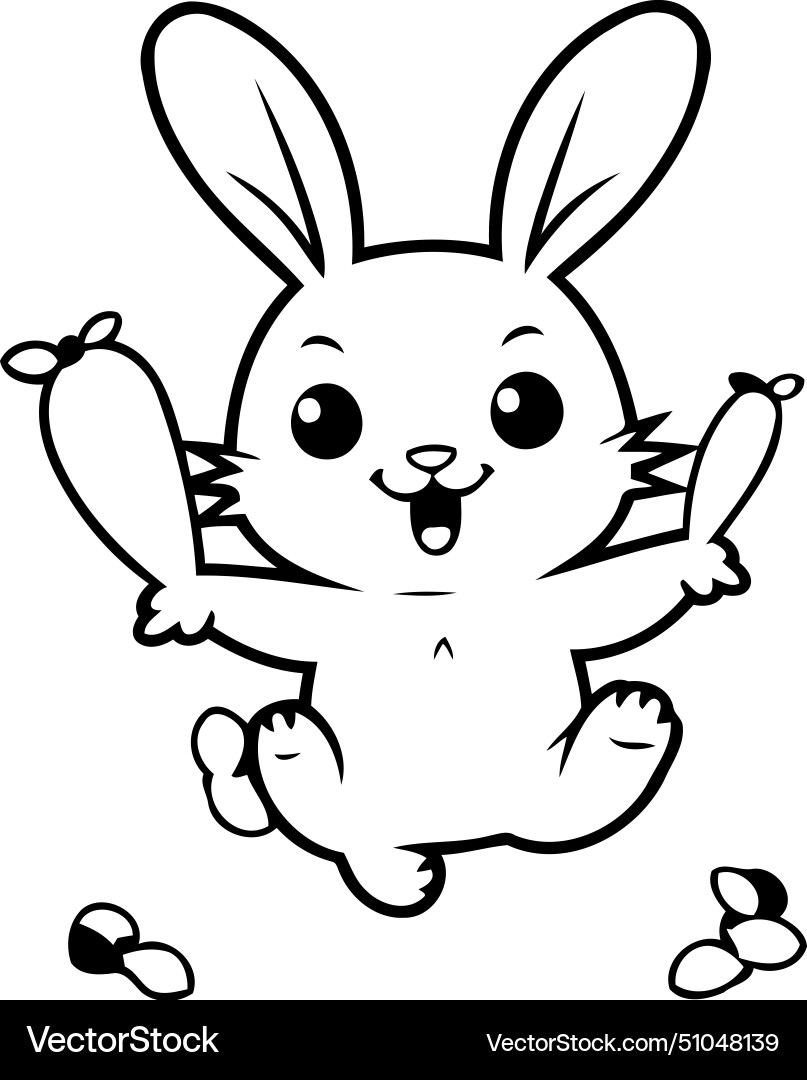 Cute white rabbit with carrot flat cartoon Vector Image