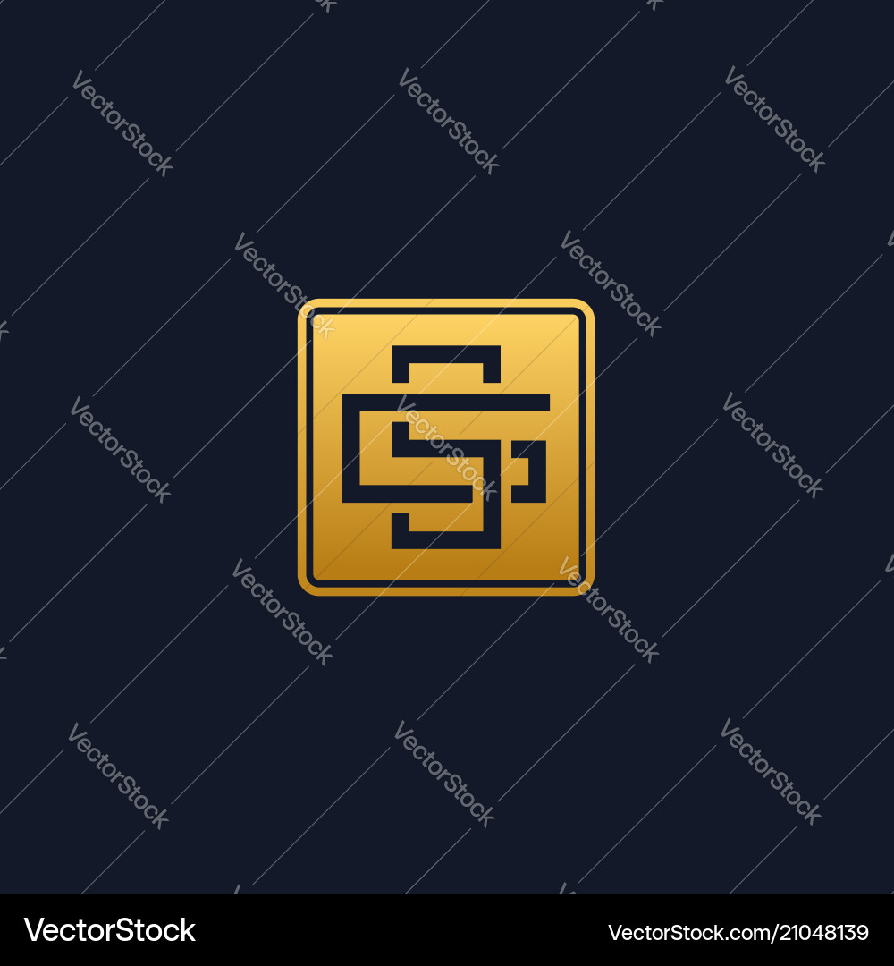 Elegant GS Logo - Gold & Square Royalty Free Vector