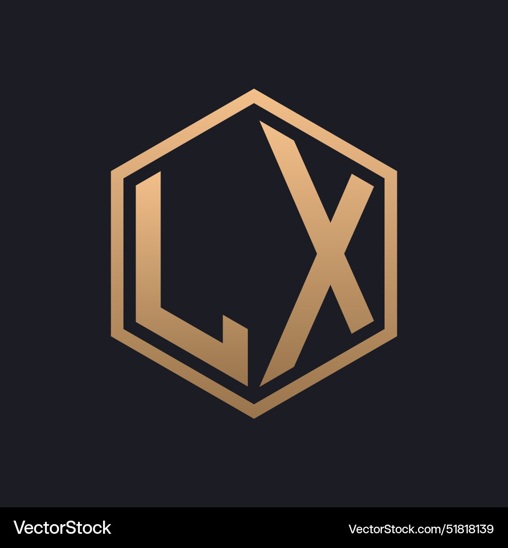 Elegant hexagon letter lx logo design initial Vector Image