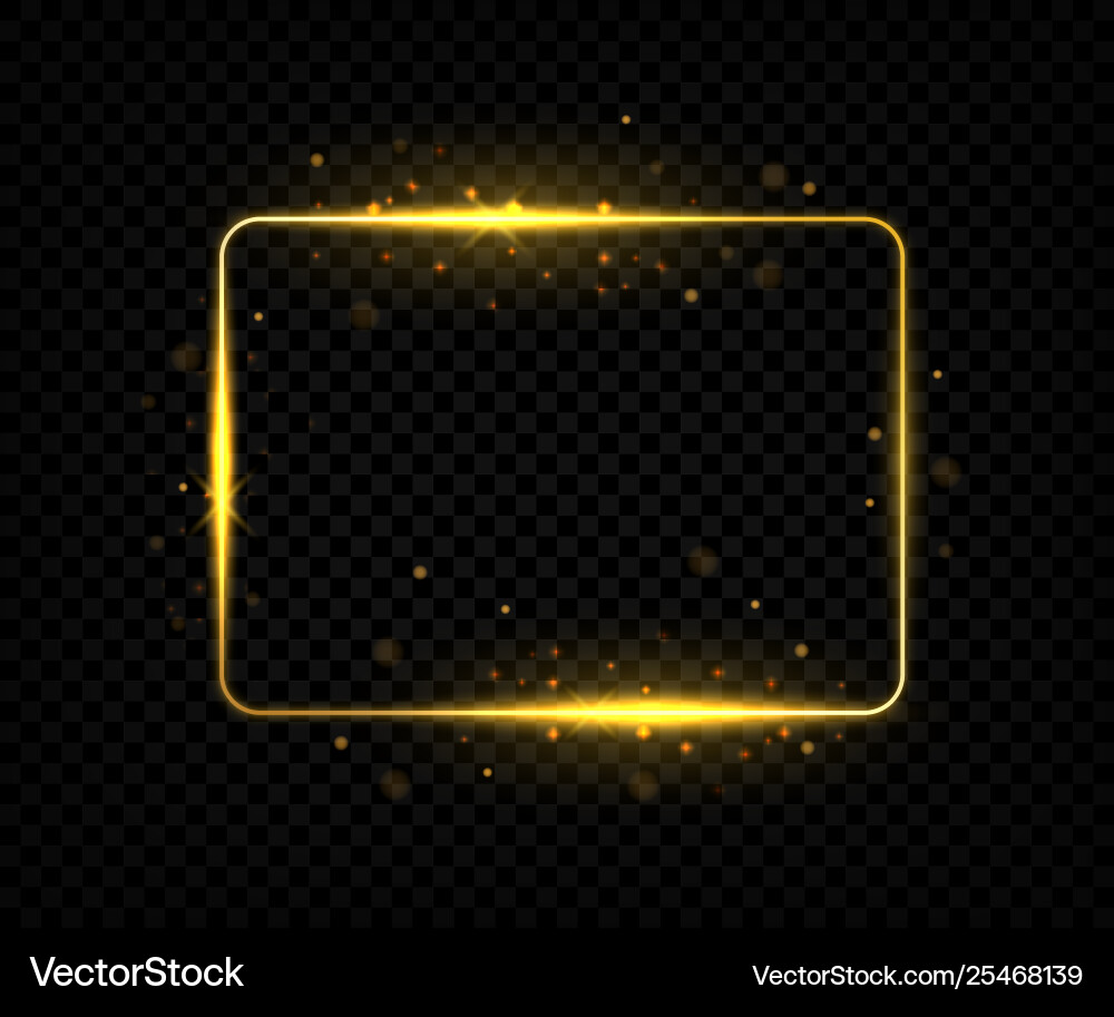 Golden square frame shining border lines Vector Image