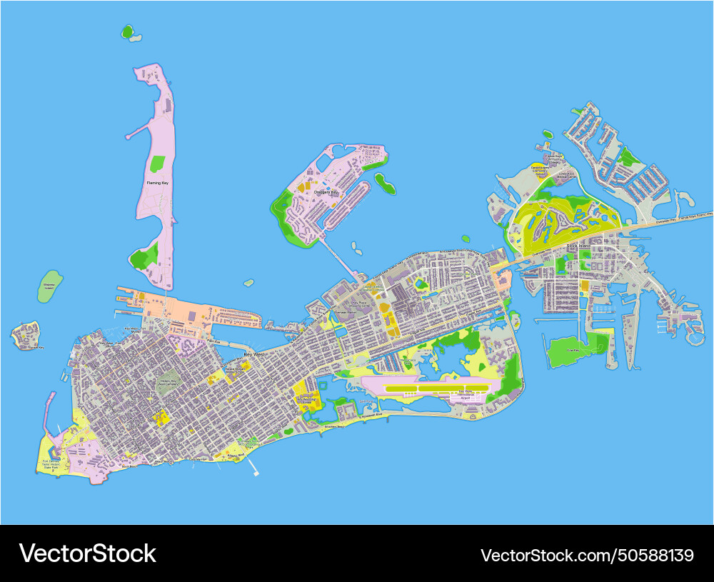 Map of key west Royalty Free Vector Image - VectorStock