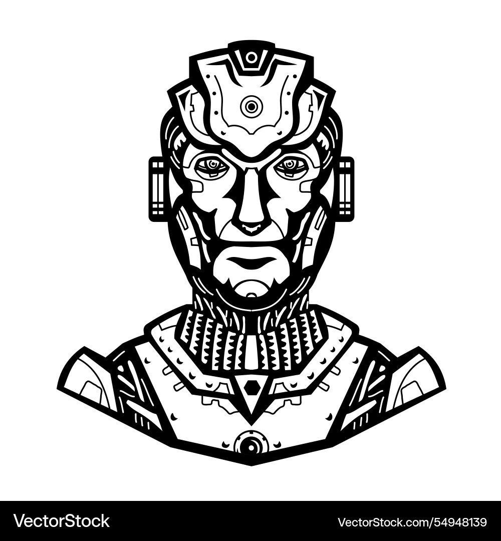 Männlich humanoid robot cyborg front view mascot Vektorbild