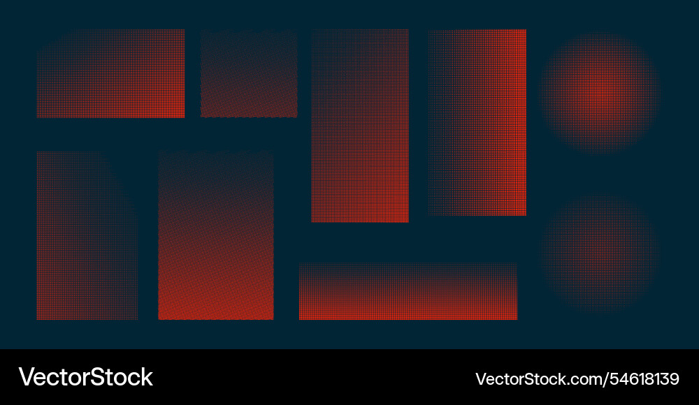 Pixel halftone texture from circles mosaic set Vector Image