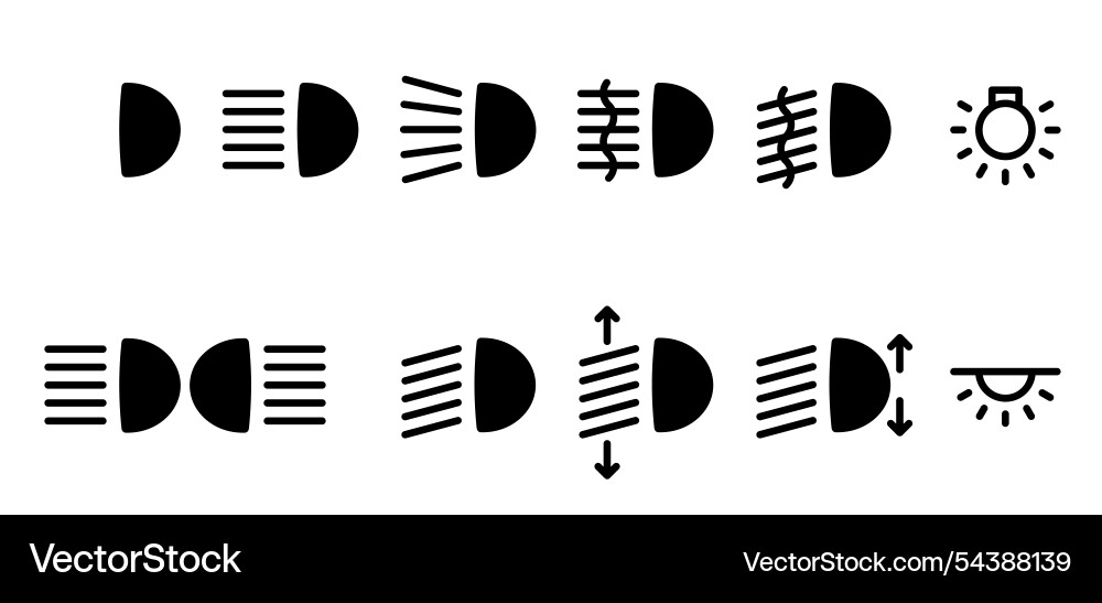 Scheinwerfer Auto Licht-Symbol Dashboard Vektorbild