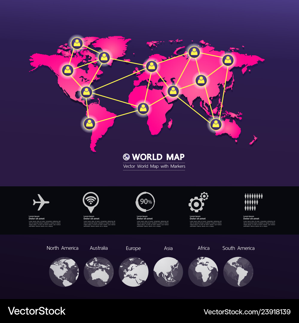 World map and connection Royalty Free Vector Image