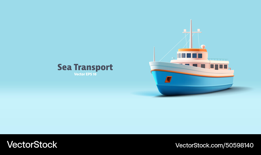 3d realistic passenger vacation boat cartoon Vector Image