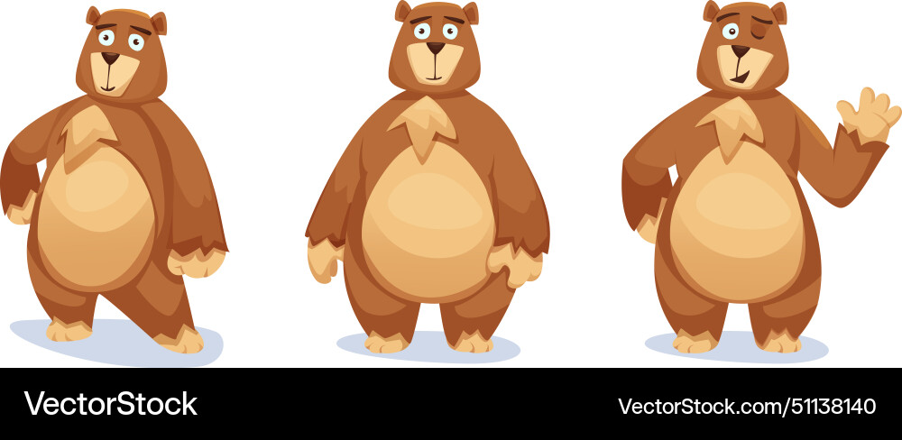 Cute big brown bear cartoon character Royalty Free Vector