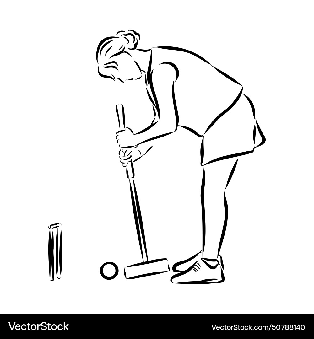 Drawing of a croquet mallet Royalty Free Vector Image