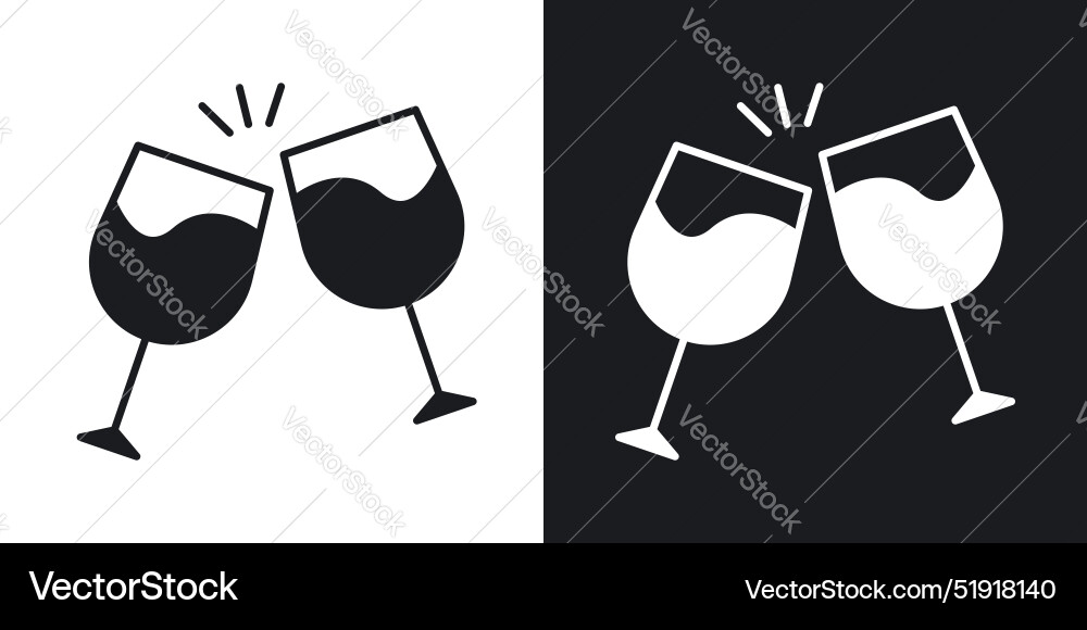 Glass-cheers icon set in solid black and white Vector Image