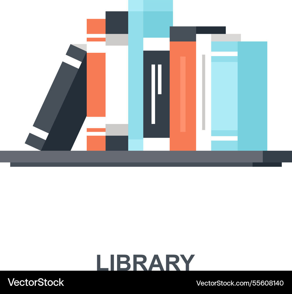 Library flat icon design concept Royalty Free Vector Image