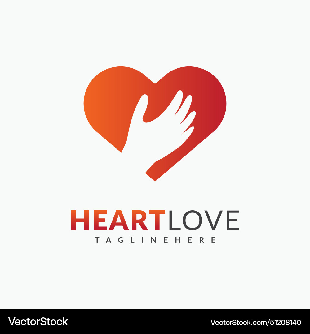 Logo of a hand hugging heart Royalty Free Vector Image