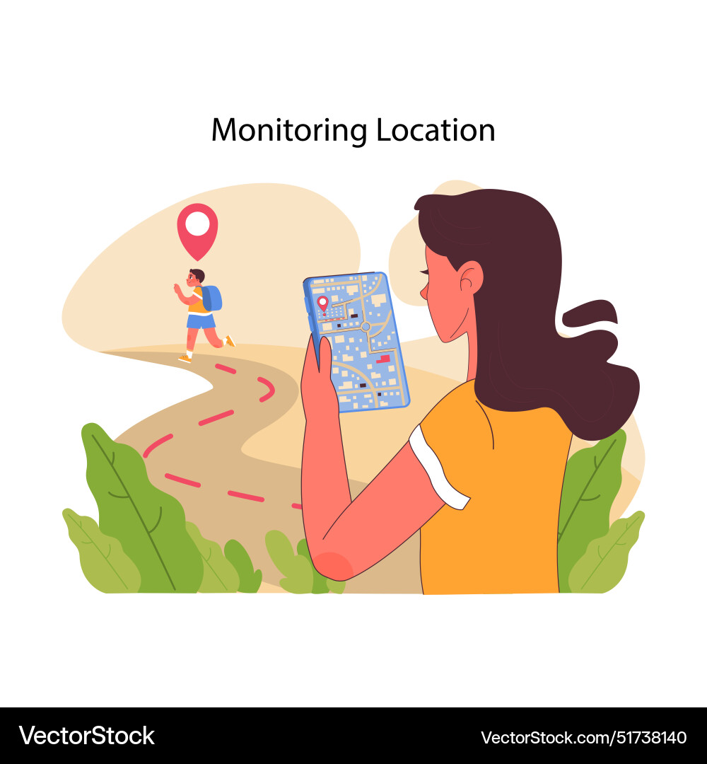 Monitoring location concept flat Royalty Free Vector Image