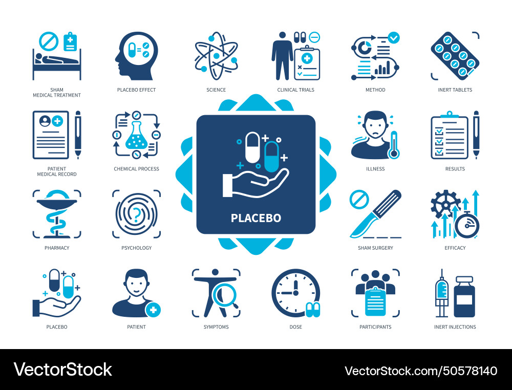 Placebo solid icon set Royalty Free Vector Image