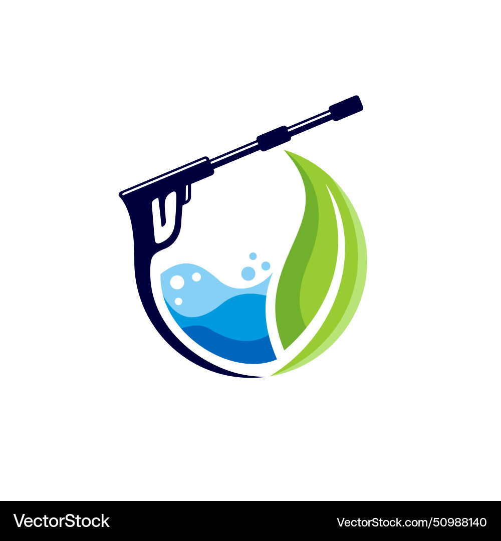Power wash logo with leaf concept Royalty Free Vector Image