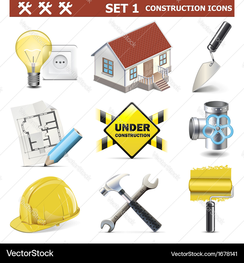 Construction icons set 1 Royalty Free Vector Image