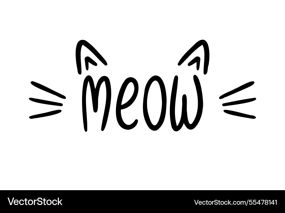 Cute Meow Cat Doodle with Ears Royalty Free Vector Image