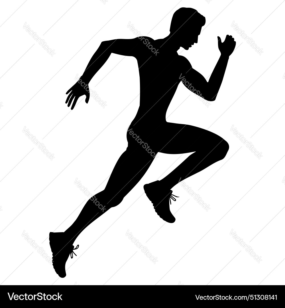 Male athlete running silhouette Royalty Free Vector Image