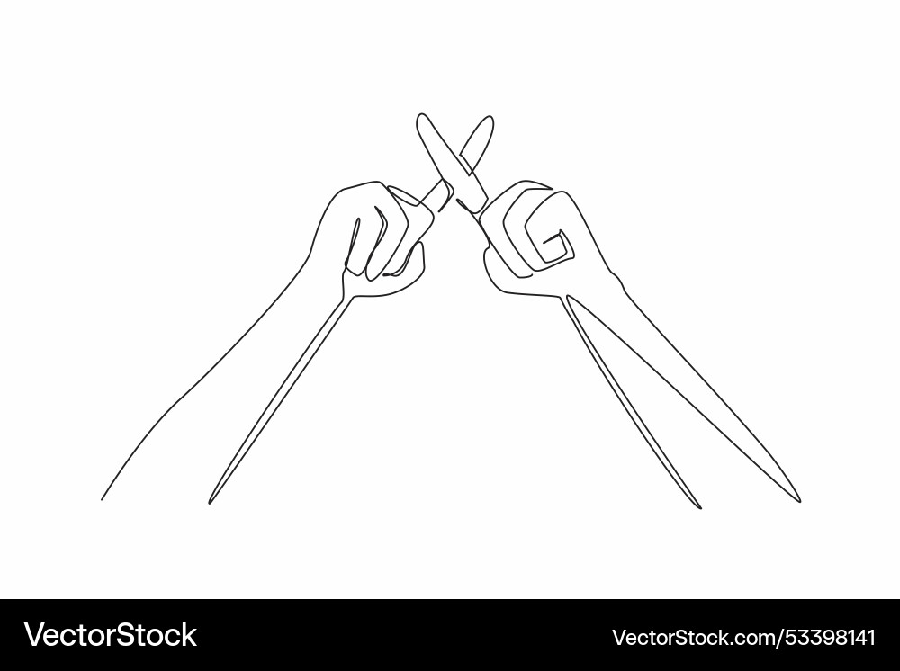 Single one line drawing fingers doing sign bad Vector Image