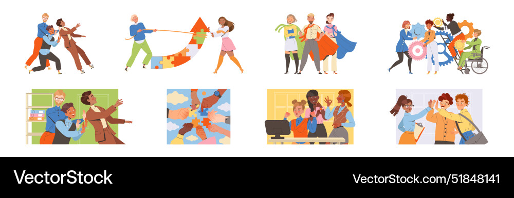 Teamwork with business people employee engaged Vector Image