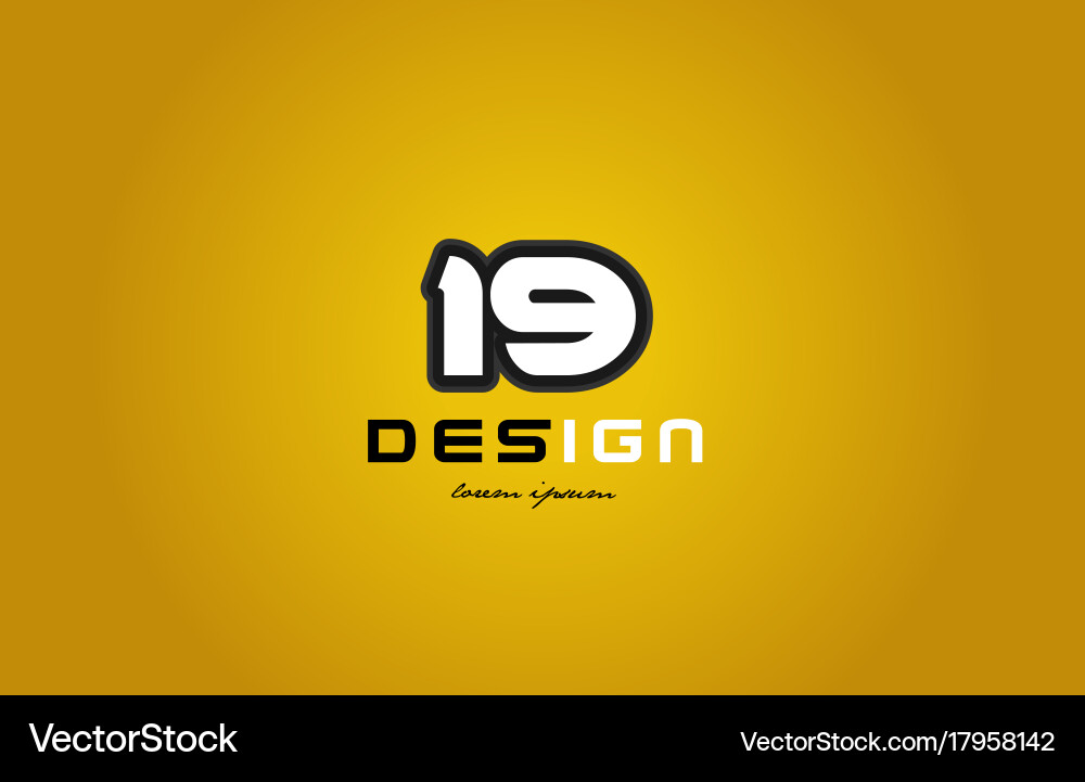19 number numeral digit white on yellow background