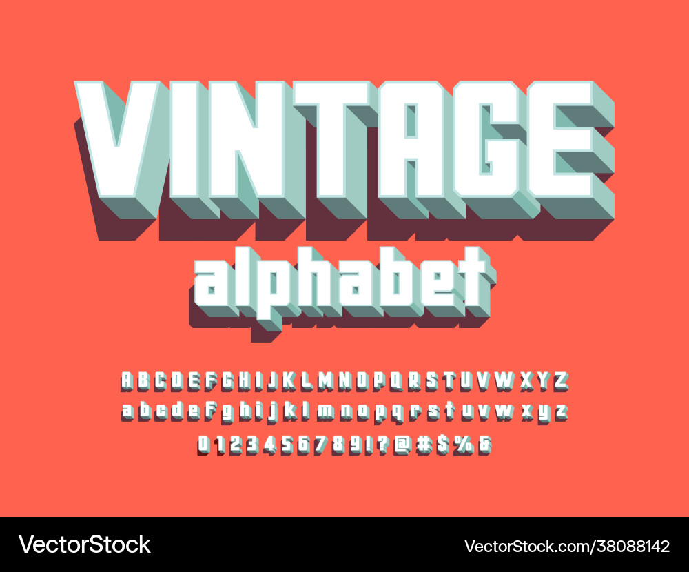 3d retro font Royalty Free Vector Image - VectorStock