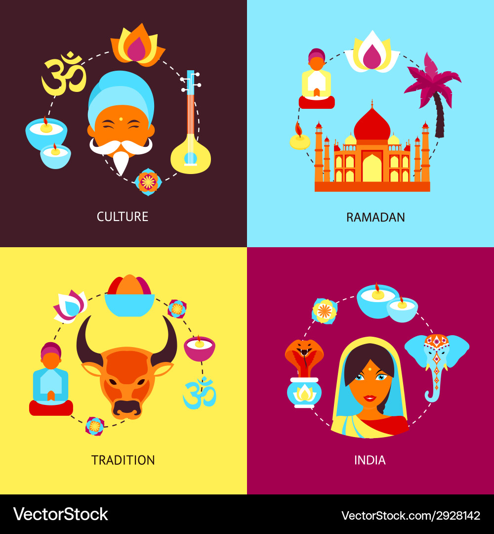 India flat set Royalty Free Vector Image - VectorStock
