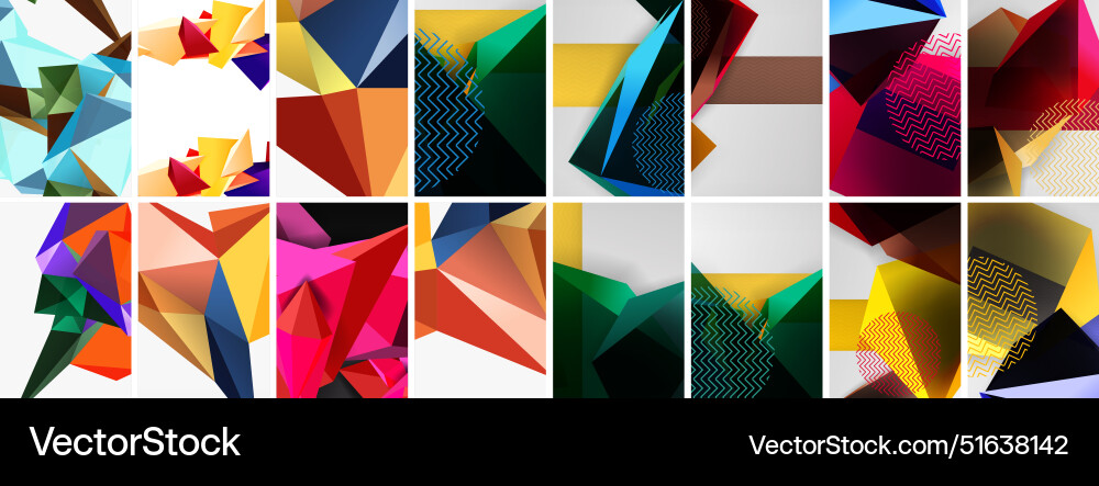 Set of low poly triangles poster geometric Vector Image
