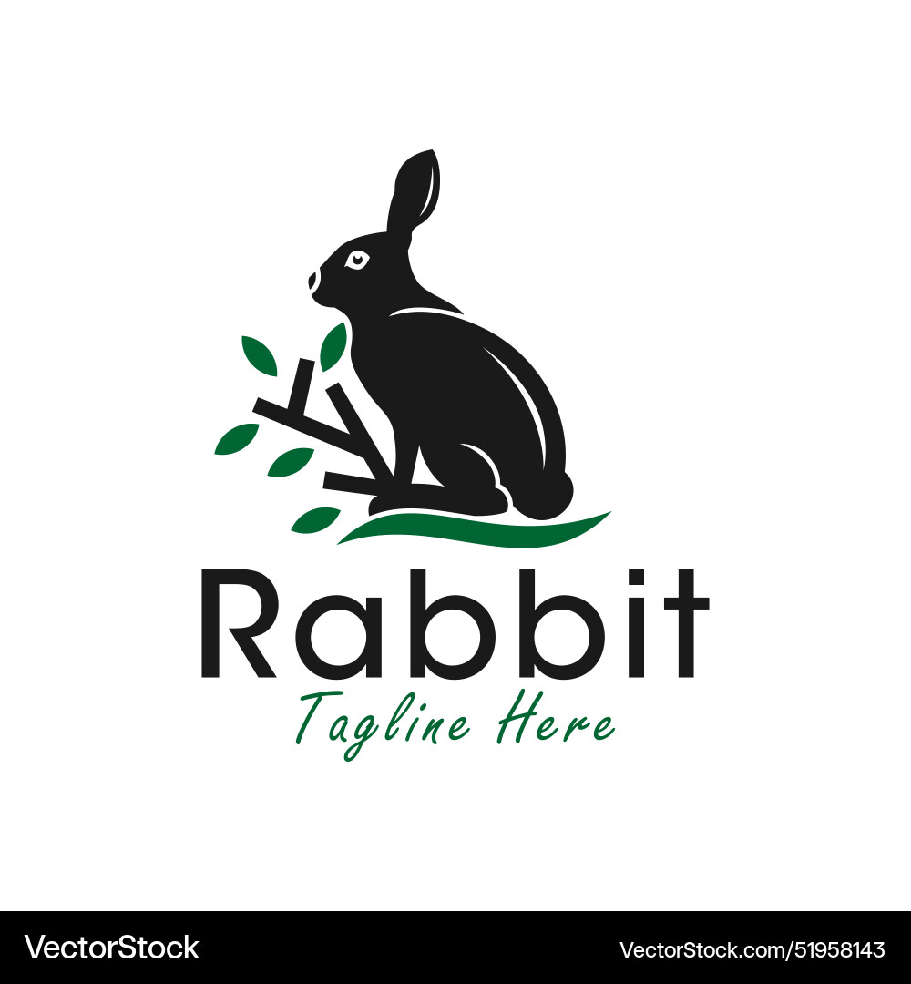 Black rabbit animal logo Royalty Free Vector Image