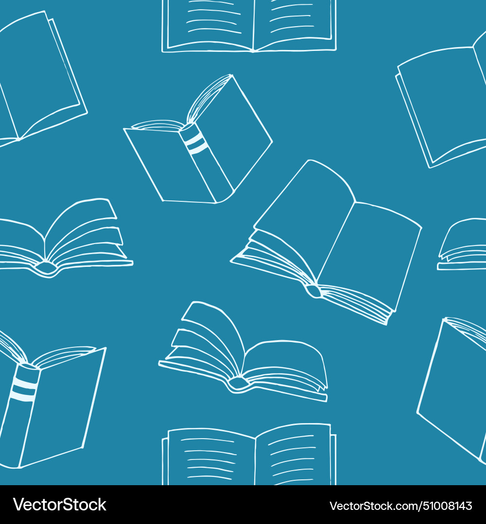 Books seamless pattern hand drawn doodle style Vector Image