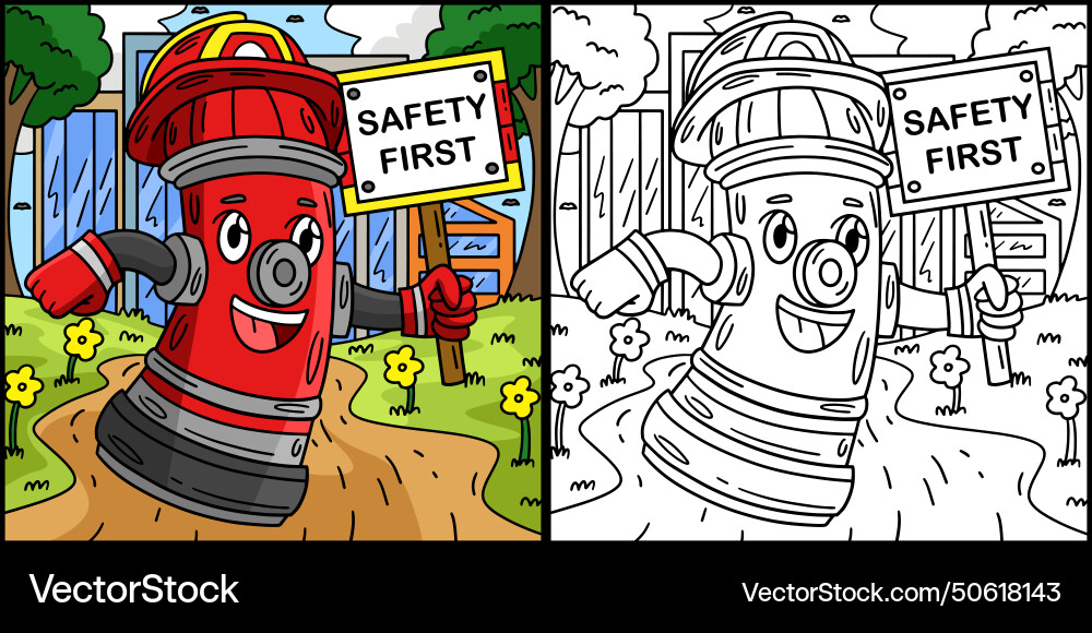 Firefighter fire hydrant coloring Royalty Free Vector Image