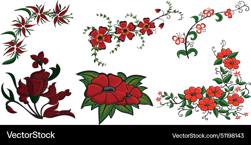 Flower art collection Royalty Free Vector Image
