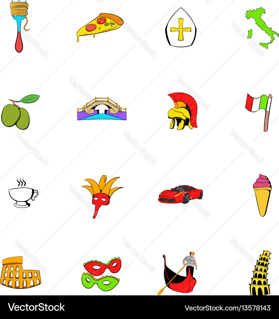 Italy set icons cartoon Royalty Free Vector Image