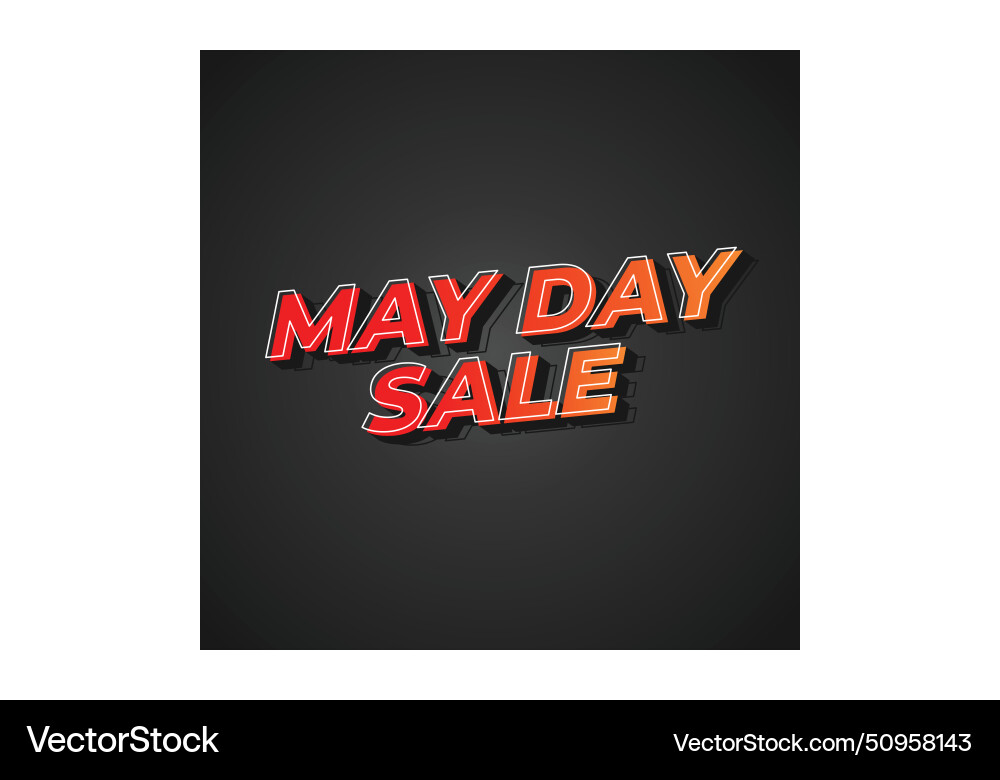May day sale text effect in 3d look Royalty Free Vector
