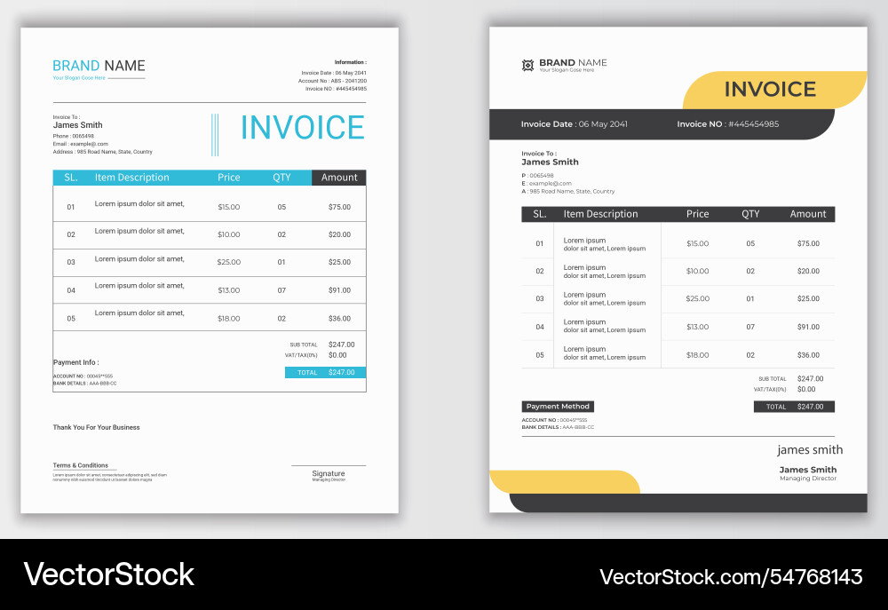 Modern Invoice Template - Professional Royalty Free Vector
