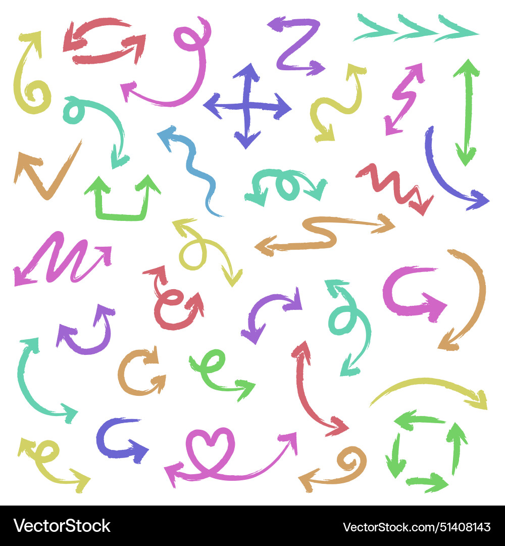 Various arrows turn signals different curved Vector Image